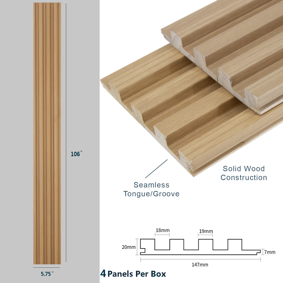 Light Oak Slat Wood Wall Panels - (94" Long & 106" Long) x (5 3/4" Wid
