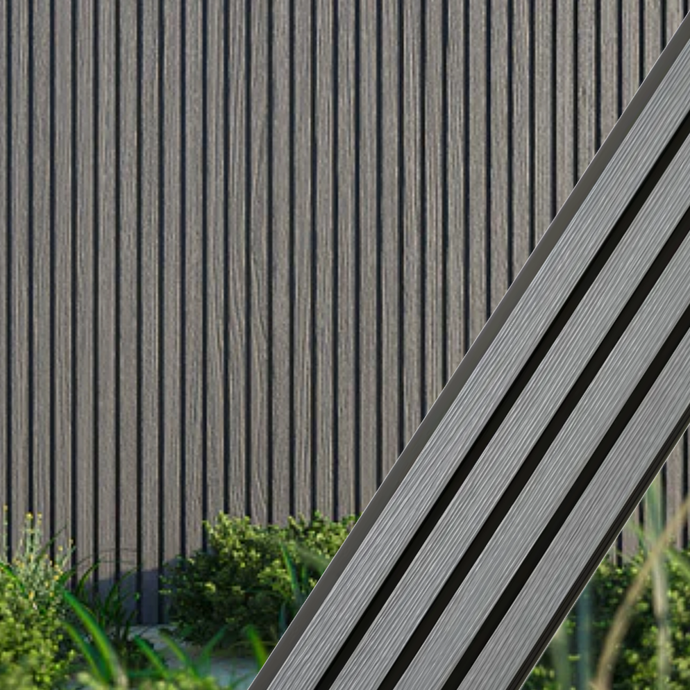 Gray & Black Slat Exterior Wall Panels for Outdoors - Exterior Outdoor