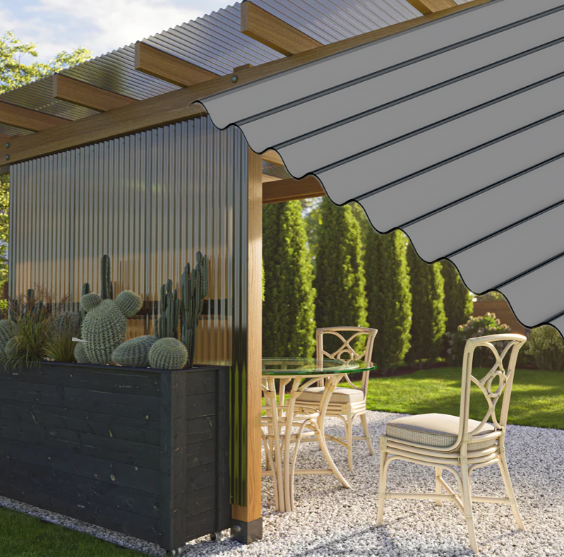 Gray Smoked Curved Polycarbonate Corrugated Roof Panels - 72" L x 21"
