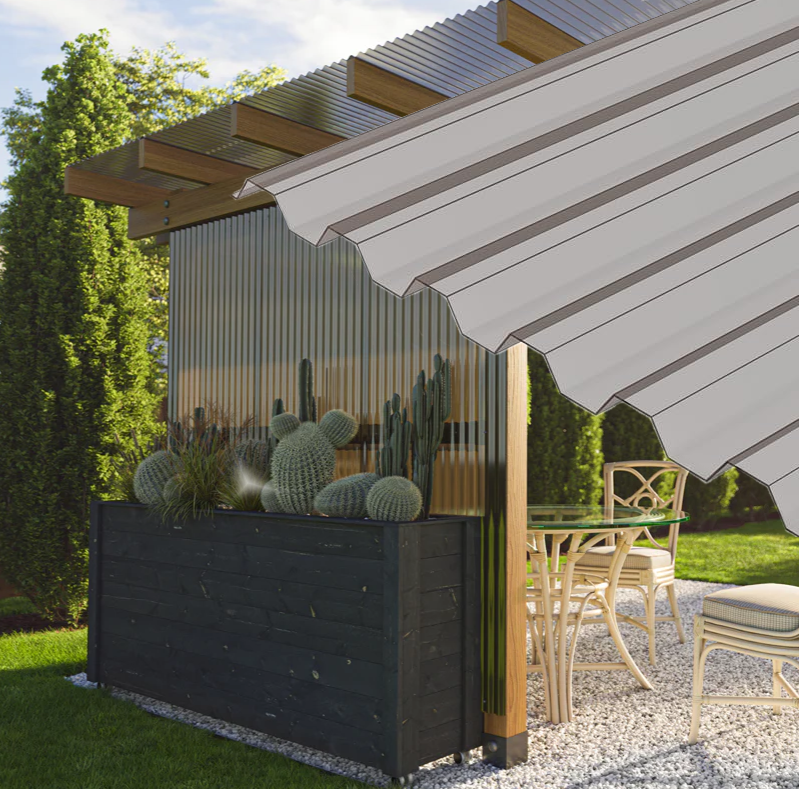 Gray Smoked Polycarbonate Corrugated Trapezoid Roof Panels - 72" L x 2