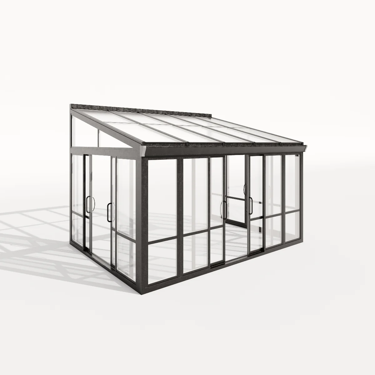 Tempered Glass Sunroom Greenhouse Patio Home Addition - Black 12' Wide