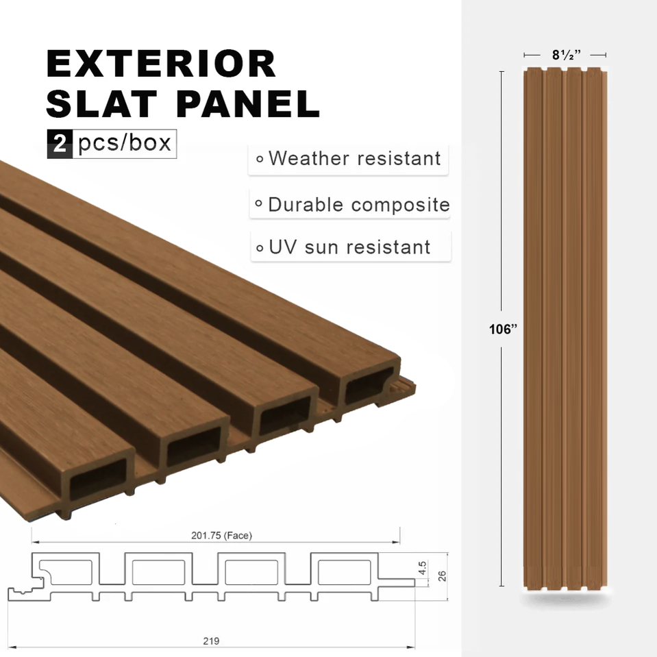 Teak Composite Siding Slat Panels for Exterior Outdoor Walls