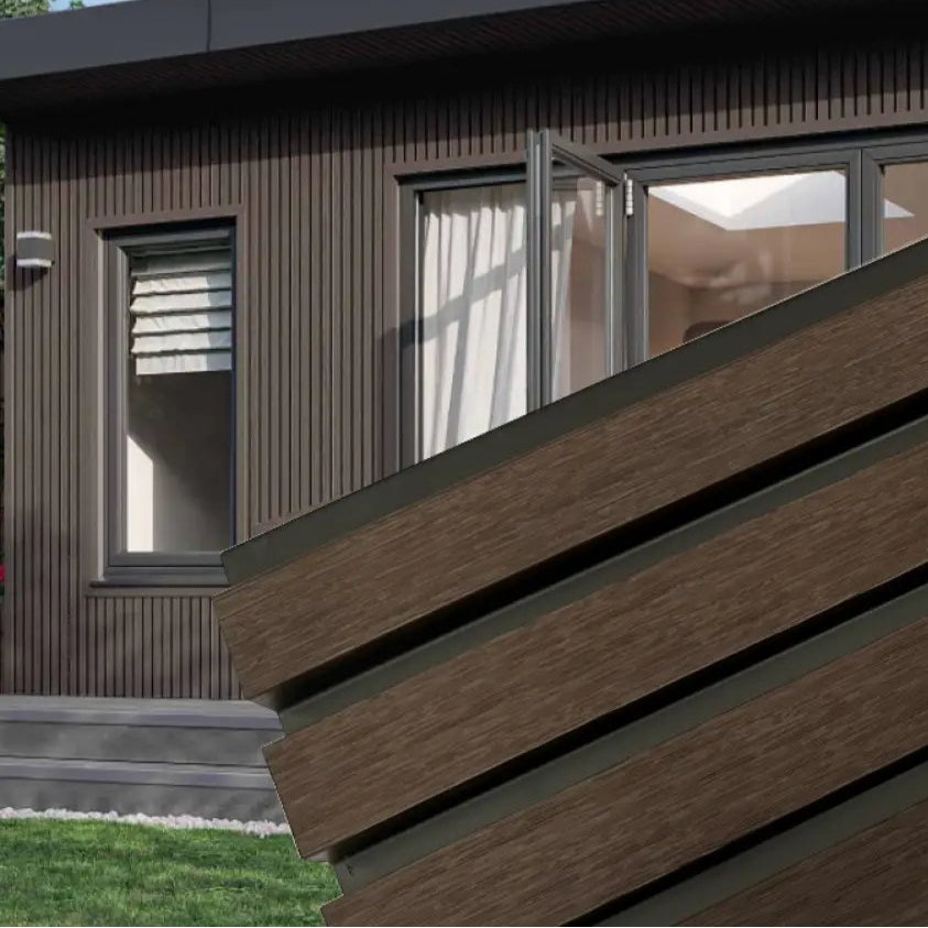 Dark Coffee & Black Gap Composite Siding Slat Panels for Exterior Outd