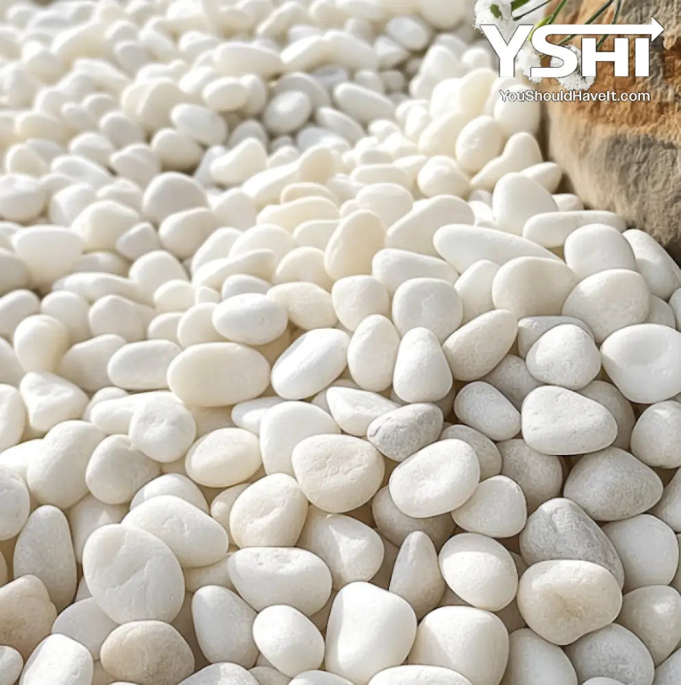 Grade A White Polished River Pebbles 0.40 cu. ft. 3 in. to 5 in. 30 lb