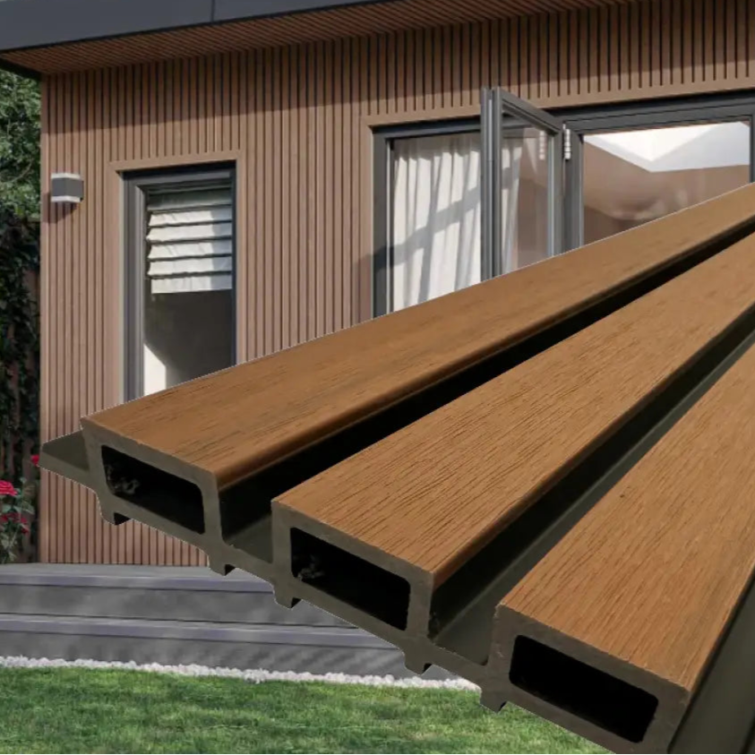 Teak A1 & Black Composite Siding Slat Panels for Exterior Outdoor Wall ...