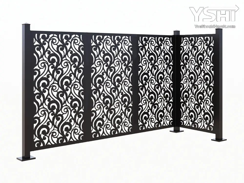 Wavecurve 52" Laser Cut Metal Cafe Partition 4 Panel Combo - Vertical